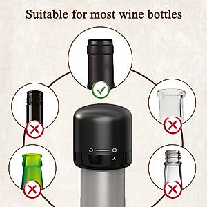 Loboo Idea Silicone Wine Stoppers For Wine Bottles, Wine Saver Stoppers (6pcs/box, Black)