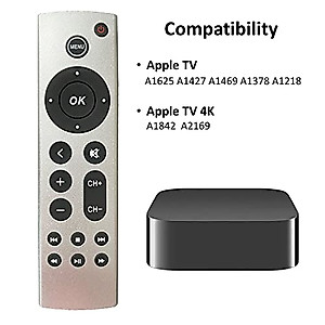 New Universal Replacement Remote Fit for Apple TV 4K/Apple TV Gen 1 2 3 4/ Apple TV HD A2169 A1842 A1625 A1427 A1469 A1378 A1218 Without Voice Command/Plastic