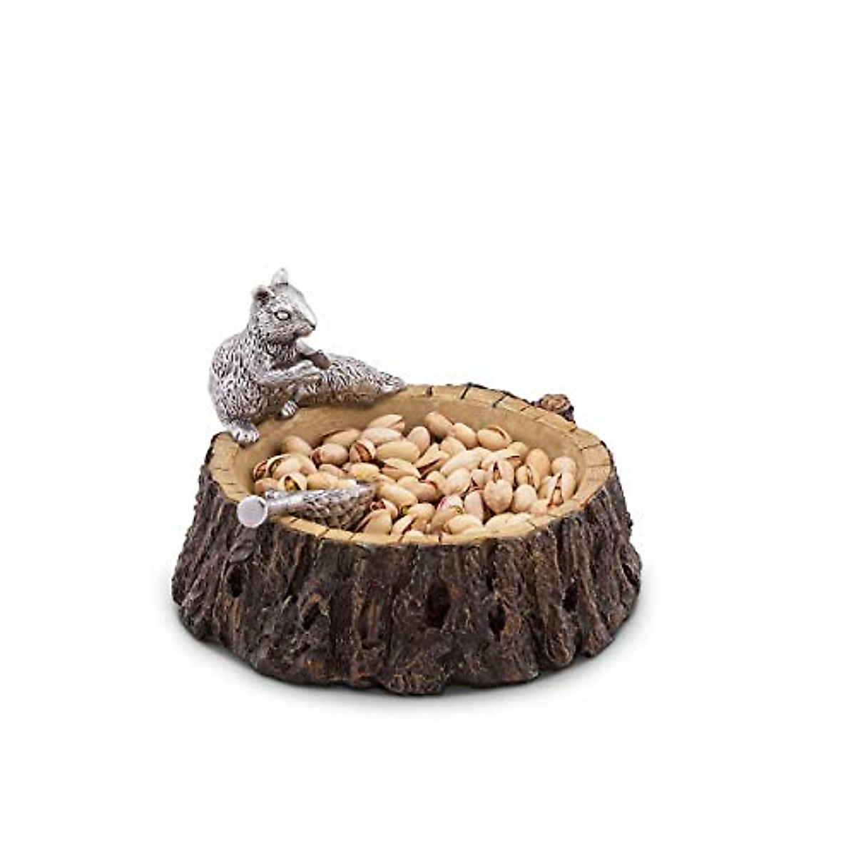 Arthur Court Designs Aluminum Standing Squirrel on Log Nut/Candy/Snack Bowl Dish 7 inch Diameter