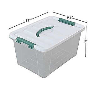 Gloreen 14 Quart Clear Storage Bins with Lid and Handle, Multipurpose Stackable Plastic Storage Latches Box/Containers