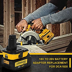 HSYFUNA Replacement for Dewalt 18V to 20V Battery Adapter,DCA1820 for Dewalt 20V Battery Adapter for DCB205 DCB207,fit for 18v NiCad & NiMh Tool Battery for DC9096 DW9096 DC9098 DC9099 DW9099