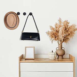 Queekay 12 Pcs Adhesive Hooks 304 Stainless Steel Towel Coat Robe Hooks Heavy Duty Wall Hooks Bulk Shower Loofah Hangers Round Stick on Towel Holder Bedroom Bathroom Kitchen Hotel Accessories (Black)