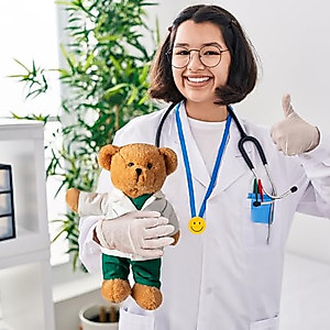 HollyHOME Doctor Bear Stuffed Animal Plush Teddy Bear in Scrubs and White Coat Gifts for Doctors Students and Kids 10 Inch
