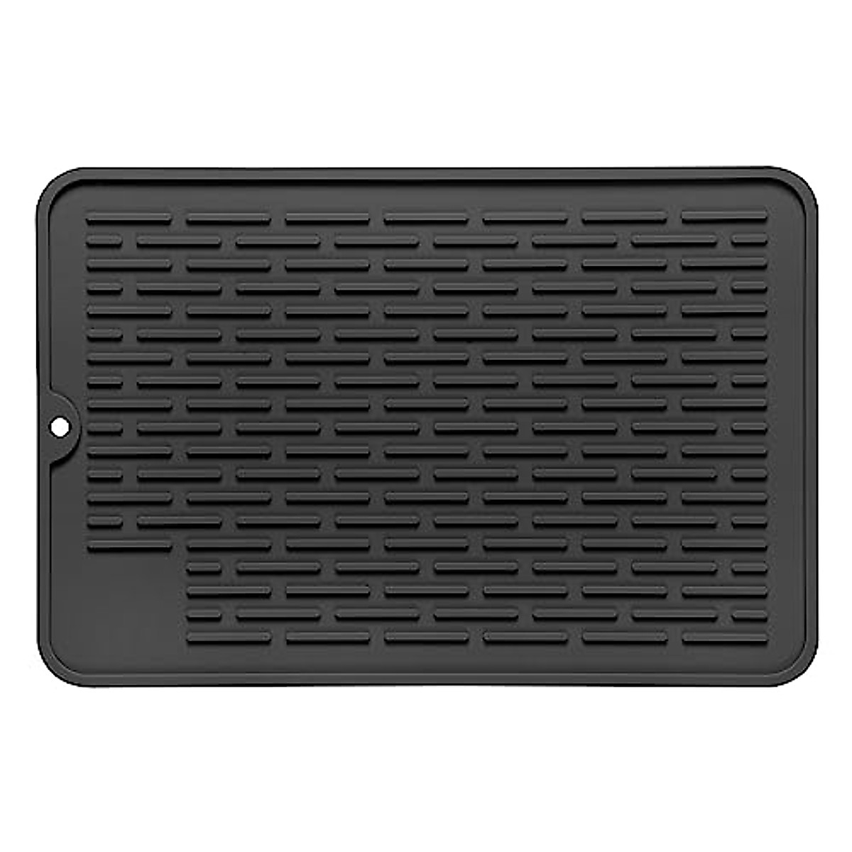 Piduules Eco-friendly Silicone Dish Drying Mat Large Reusable Non-slipping and Heat Resistant Dish Quick Drying Pad, Dishwasher Safe Dishwasher Safe, Black S 11.8"x7.8"