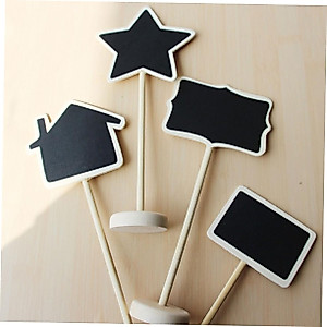 NUOBESTY 15pcs Mini Message Board Signs Mini Chalkboards Support Hanging Chalkboard Labels Wedding Sign Chalkboard Hanging Tag Mini Blackboard Easel Woodsy Decor with Base Bamboo Mini Table