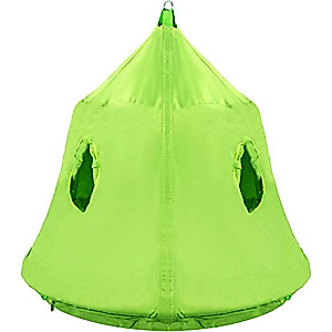 VEVOR Hanging Tree Tent, Max.440lbs Capacity, Tree Tent Swing Hangout Hugglepod with LED Rainbow Decoration Light Inflatable Cushion, Ceiling Hammock Tent for Kids & Adult Indoor Outdoor, Green