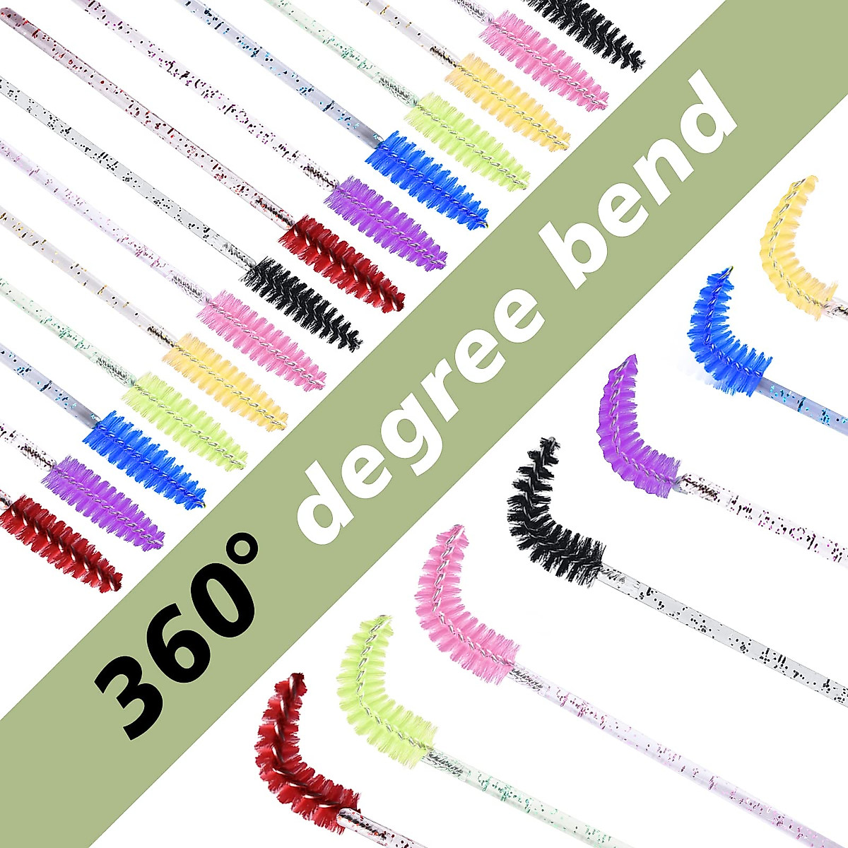 300 Pieces Disposable Eyelash Brushes with Spiral Design Multi-color Mascara Wands Portable Makeup Applicator Kit for Eyelash Extensions and Eyebrow Brush (Black)