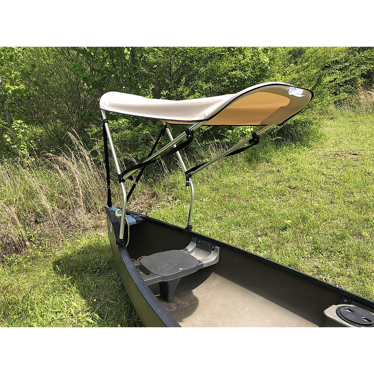 Beige 2' by 5' Sun Shade/Canopy/Umbrella for Canoe/Kayak by Cypress Rowe Outfitters, Blocks UV, Rain