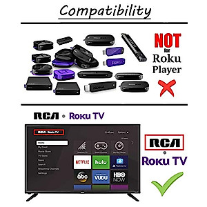 RCA ROKU TV Remote w/Volume Control & TV Power Button for All RCA Roku Built-in TV. NO Pairing!
