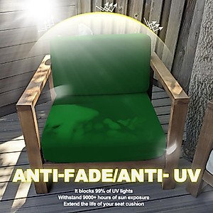 Aibiley 8Pcs Stretch Outdoor Cushions Cover for Patio Furniture,Patio Cushion Covers Replacement for Chair Couch,Soft Elastic Washable Sofa Seat Slipcover Indoor,with Fixed Ties-Dark Green