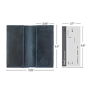 Hide & Drink, Checkbook Cover, Minimalist Organizer, Check Presenter, Bill Holder for Waiter and Waitress, Restaurant Accessories, Full Grain Leather, Handmade, Slate Blue