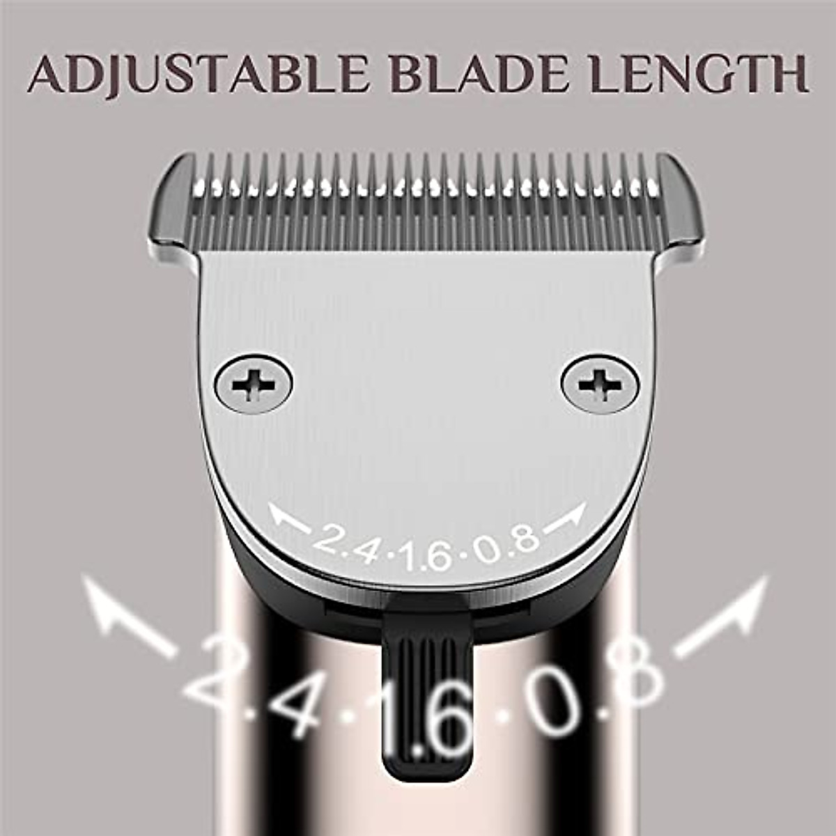 Memorism Blizz CS7 Men’s Cordless Hair Clipper for Home and Barbershop - with T-Blade Clipper and Stainless Steel/Ceramic Blade, 4 Adjustable Length Guards, Waterproof, LED Display (Rose Gold)