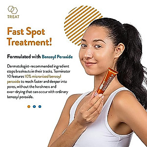 AcneFree Terminator 10 Acne Spot Treatment with Benzoyl Peroxide 10% Maximum Strength Acne Cream Treatment, 1 Ounce - Pack Of 1