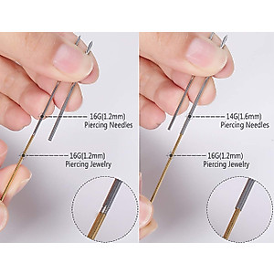 ZS 100pcs Body Piercing Needles - Ear Navel Nose Lip Nipple Piercing, 14G, 15G, 16G, 18G, 20G, Disposable Professional Body Piercing Needles Tool, Tattoo Supplies (15G)