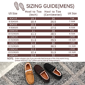 shoeslocker Men's Slippers Warm Soft Plush Memory Foam House Slippers for Men Comfortable Bedroom Moccasin Slippers Non-Slip Indoor Outdoor Brown Size 14