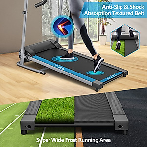 GYMAX Folding Treadmill, Electric Motorized Running Walking Machine with LCD Monitor, 12 Preset Program & Heart Rate Sensor, Compact Home Gym Cardio Training Workout Equipment