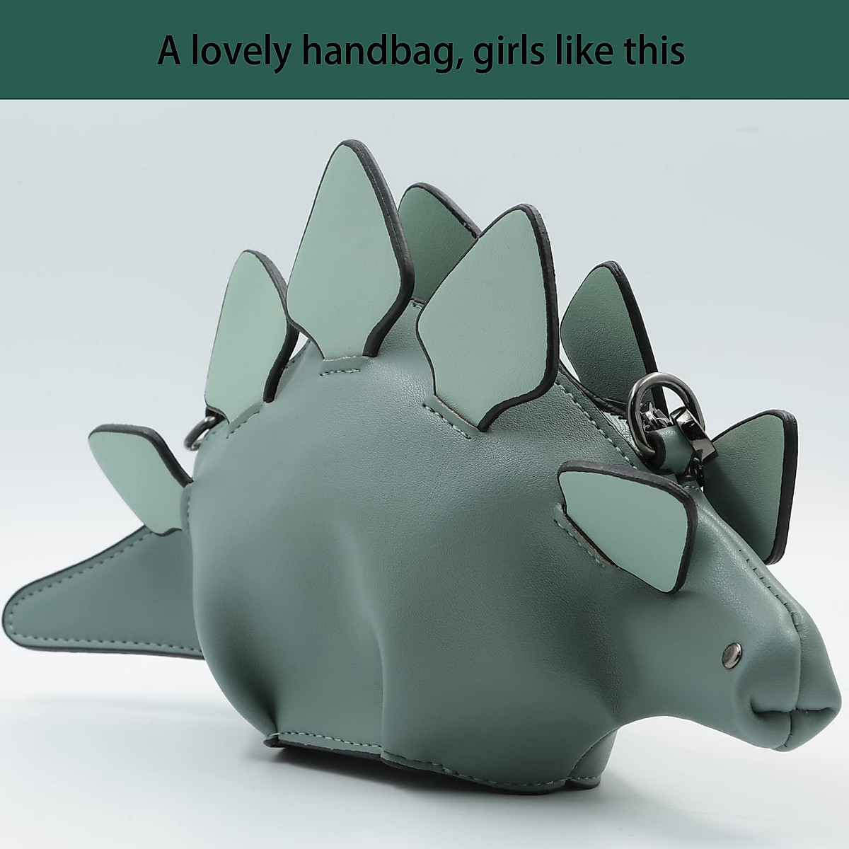 WLC Dinosaur Shoulder Purses,PU Stegosaurus CrossBody Bag for Girl lady(Blue)