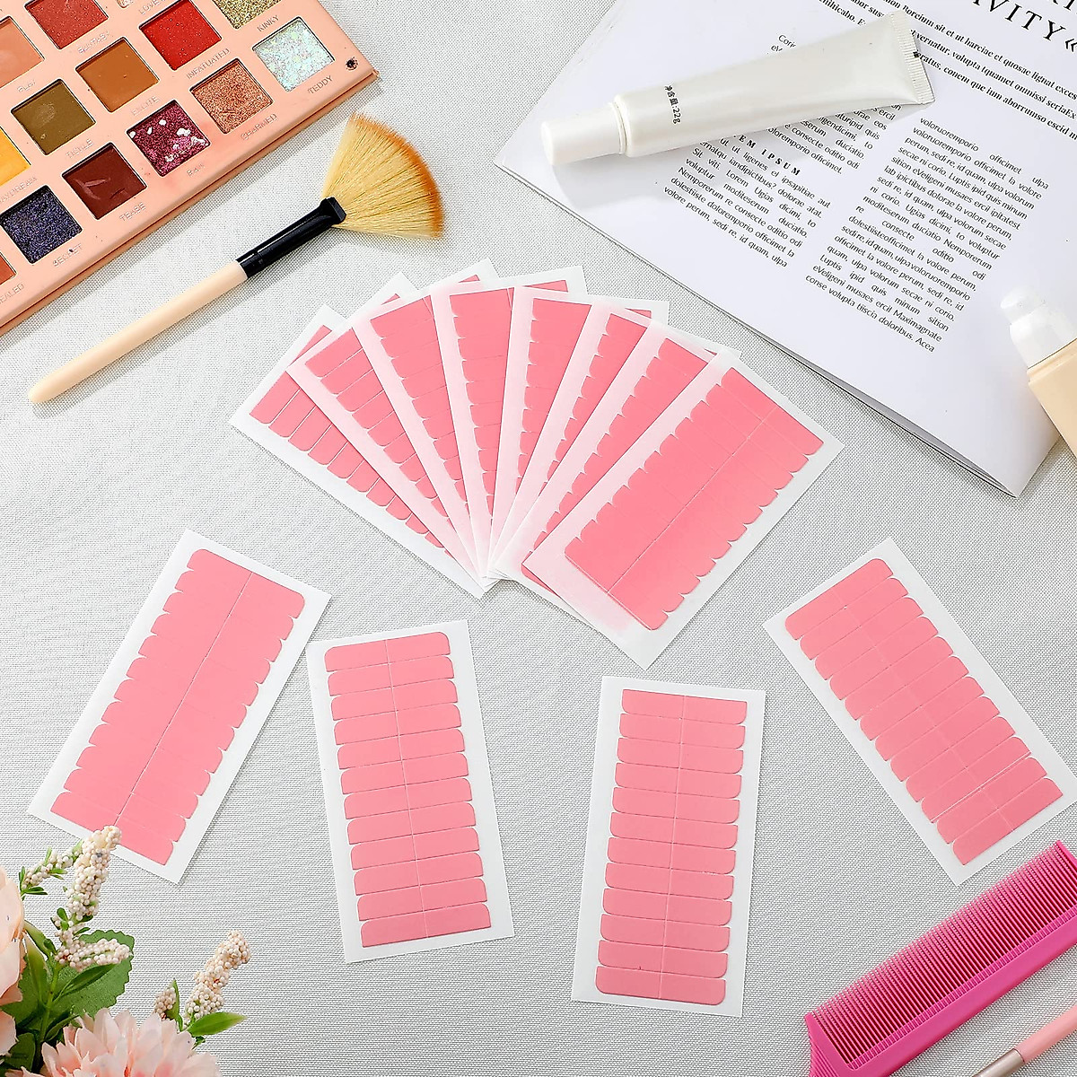 TecUnite 180 Pieces Hair Extension Tape Tabs Double Sided Extension Tapes for Replacement, 4 x 0.8 cm(Pink)