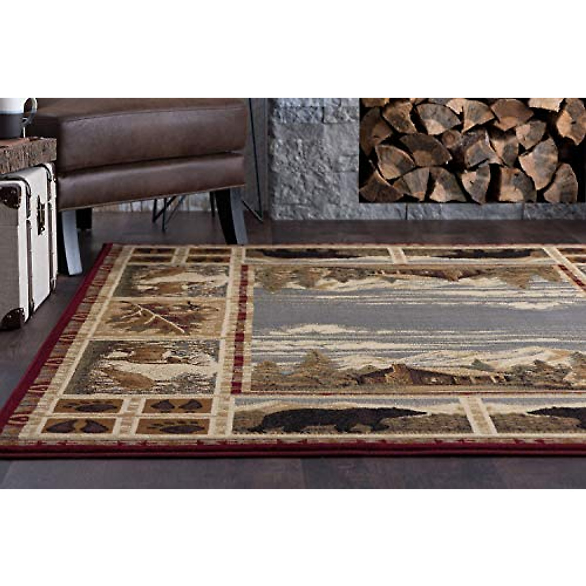 Lakeside Retreat Red Large 9x12 Area Rugs for Living Room - Bedroom or DiningRoom - Cabin, Lodge and Farmhouse Style Rustic Indoor Carpet