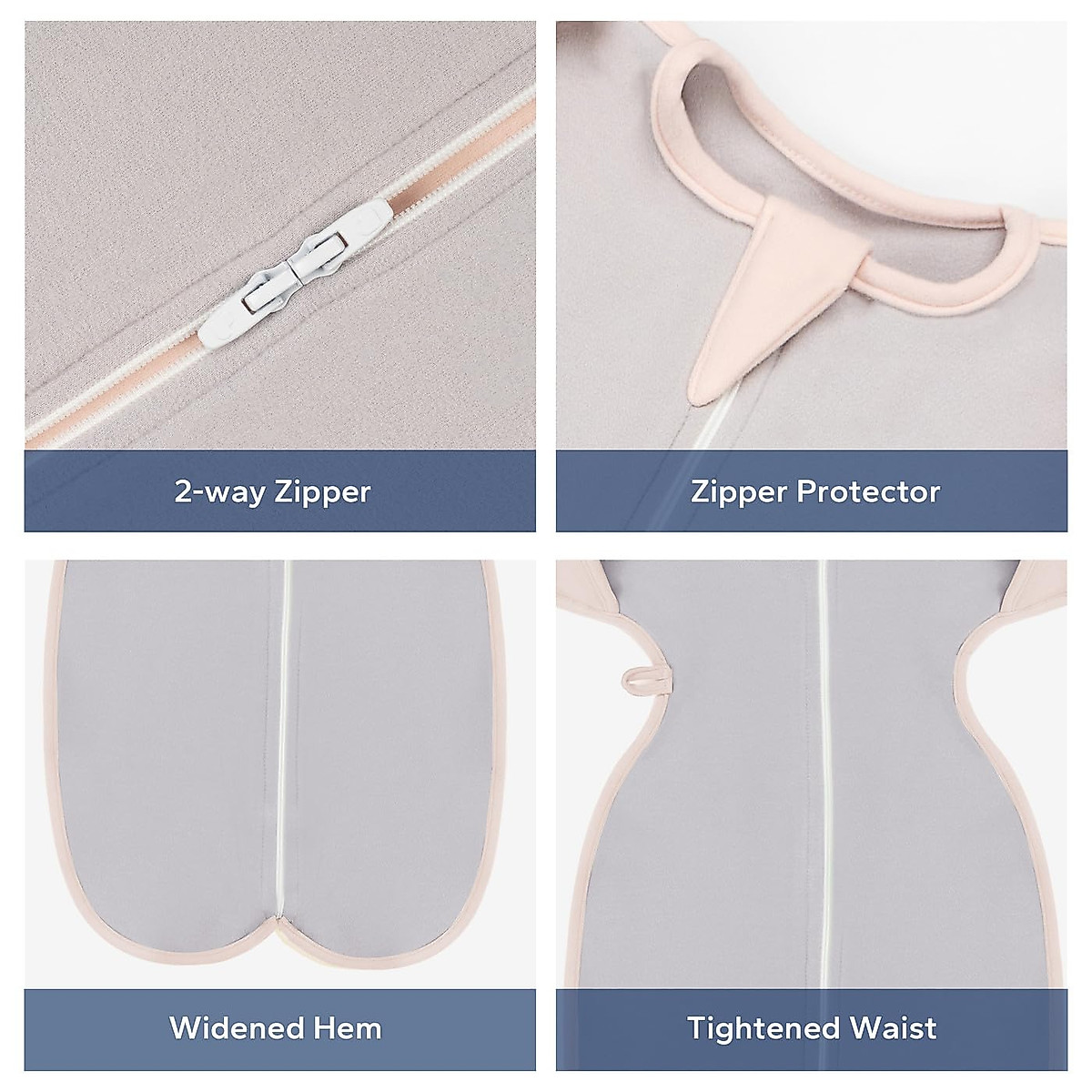 ZIGJOY Shark-Fin Transition Swaddle - 1.0 Tog Baby Sleep Sack Soft Cotton Transitional Baby Wearable Blanket with 2-Way Zipper, Purple, 3-6 Months