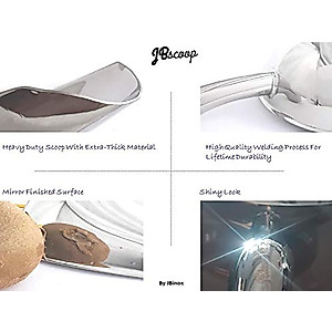 JBscoop Stainless Steel Scoop for ice, 9.6 Inch Metal Food Scoop Kitchen Bar Party Wedding Heavy Duty Dishwasher Safe - 8 Oz