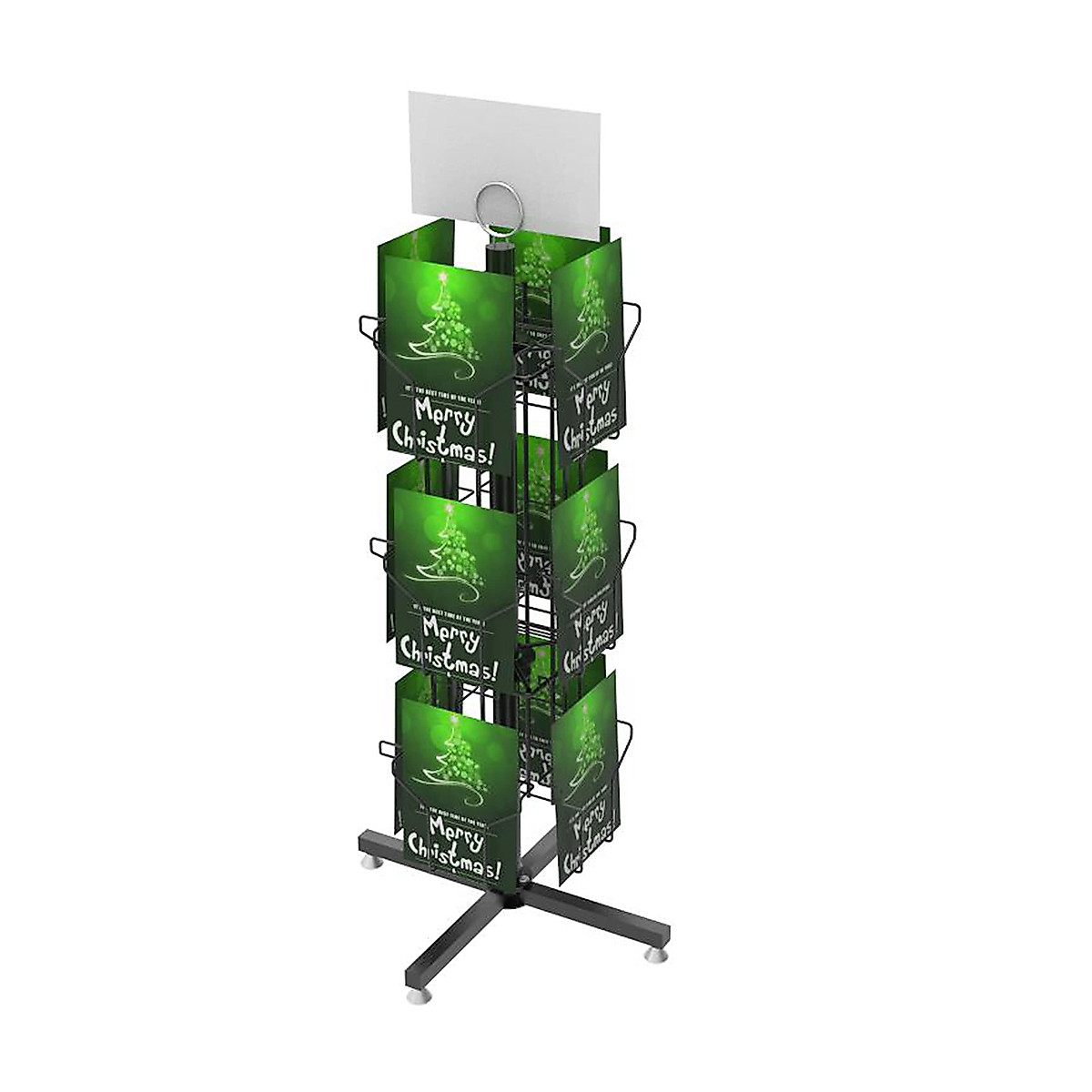 11702 FixtureDisplays 14 X 14 X 30" 12 Vertical Pockets Spinning Greeting/Post Card Rack 11702 Black 11702-NPF