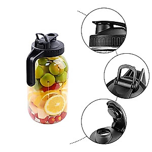 Half Gallon Mason Jar Pitcher, 64 oz Sun Tea Jar Large Wide Mouth Mason Jar Pitcher with Airtight Lid,2 Quart Glass Pitcher for Lemonade,Coffee,Ice Tea Pitcher for Fridge