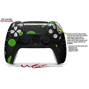 WraptorSkinz Skin Wrap compatible with Sony PS5 DualSense Controller Lots of Dots Green on Black (CONTROLLER NOT INCLUDED)