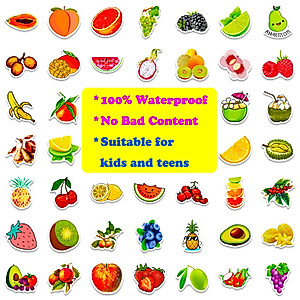 Fruit Stickers, 100 Pcs Cute Fruits Stickers for Kids, Colorful VSCO Waterproof Sticker for Water Bottle Scooter Luggage Laptop Skateboard, Fruits Sticker Bulk Holiday Gifts for Kids Teens Adults