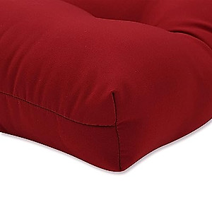 Pillow Perfect Outdoor/Indoor Pompeii Chair Pads, 15.5" x 14.5", 2 Pack,Red