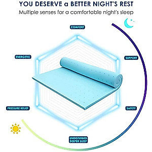Memory Foam 2 Inch Full Mattress Topper Mattress Pad, Double Size Gel Infused Soft Bed Topper Double Bed Mattress Toppers for Pressure Relieving