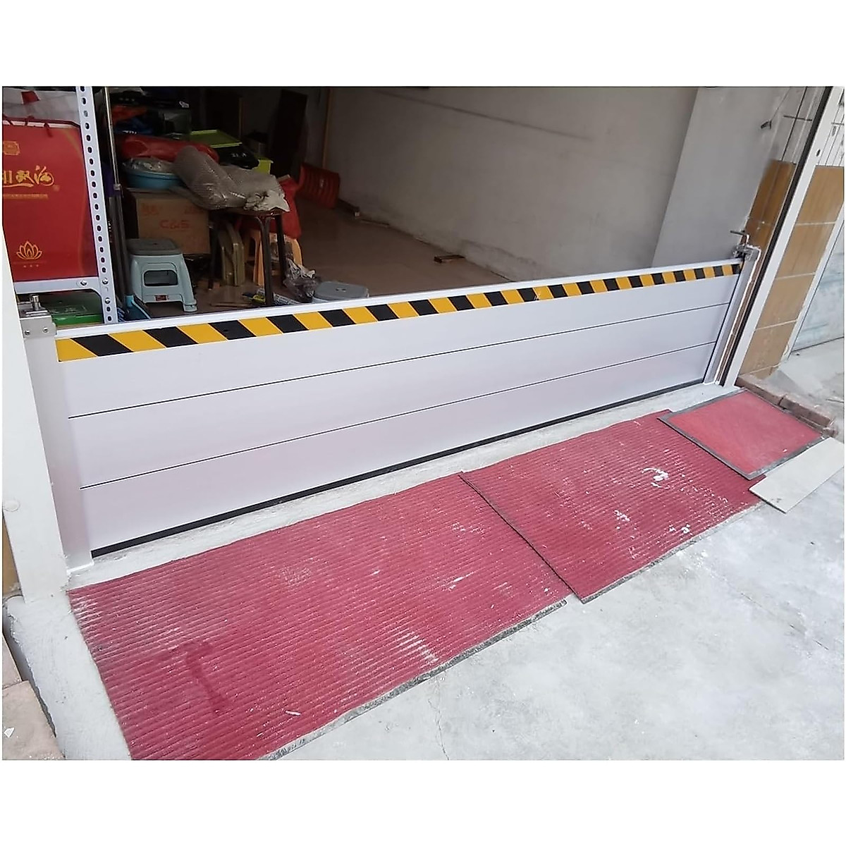 Garage Door Rain Water Barrier, 23.6in Tall Reusable Flood Control Barriers for Outside Home/ Yard / Switch Room / Stairway/ House Door, Aluminum Threshold Seal Water Baffle Dam ( Color : H 23.6in/60c