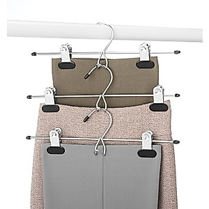 Whitmor Chrome/Black Add on Skirt & Slack Hangers, Chrome & Black