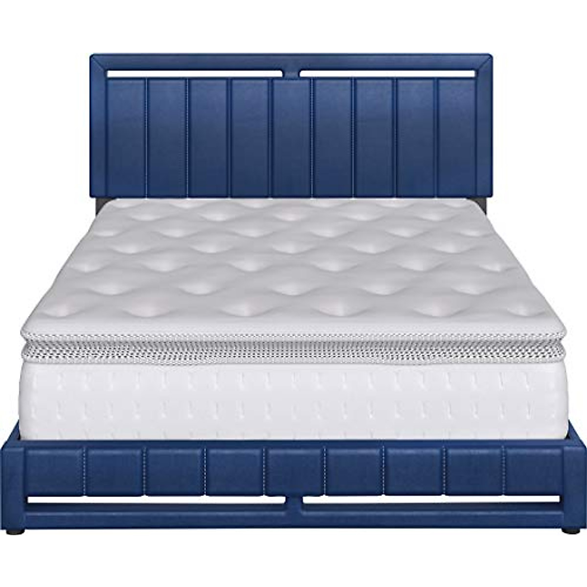 Boyd Sleep Beaumont Upholstered Platform Bed with Headboard, Mattress Foundation with Strong 14 Wood Slat Supports, No Box Spring Required, Black Faux Leather, Size Queen