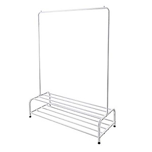 White Commercial Garment Rack,Closet Garment Rack, Heavy Duty Clothes Storage Organizer for Bedroom, Free-Standing and Closet Organizer and Storage with Hanger Rods Clothes Rack for Hanging Clothes
