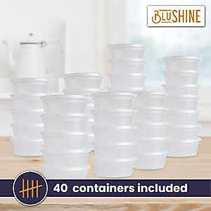 [40 Sets] 8 oz. Plastic Deli Food Storage Containers with Airtight Leak Proof Lids - Reusable - Microwave, Fridge, and Freezer Safe