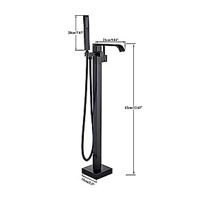 Floor Mounted Bathtub Shower Faucet Swivel Waterfall Spout Freestanding Bathroom Crane Black Bathtub Shower Faucet(Nickel B)