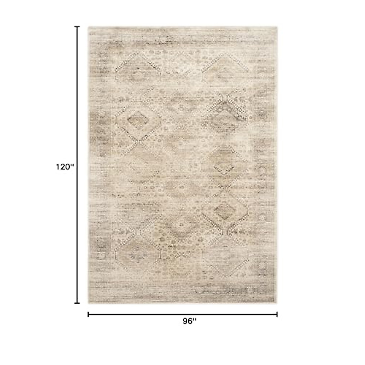 SAFAVIEH Vintage Collection Area Rug - 8' x 10', Stone, Oriental Distressed Viscose Design, Ideal for High Traffic Areas in Living Room, Bedroom (VTG118-3440)