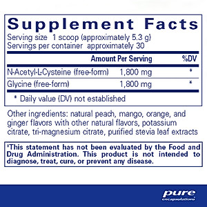 Pure Encapsulations NAC + Glycine Powder - Immune Support, Detox Cleanse & Glutathione Production* - Conditionally Essential Amino Acids - Gluten Free & Non-GMO - 5.6 oz