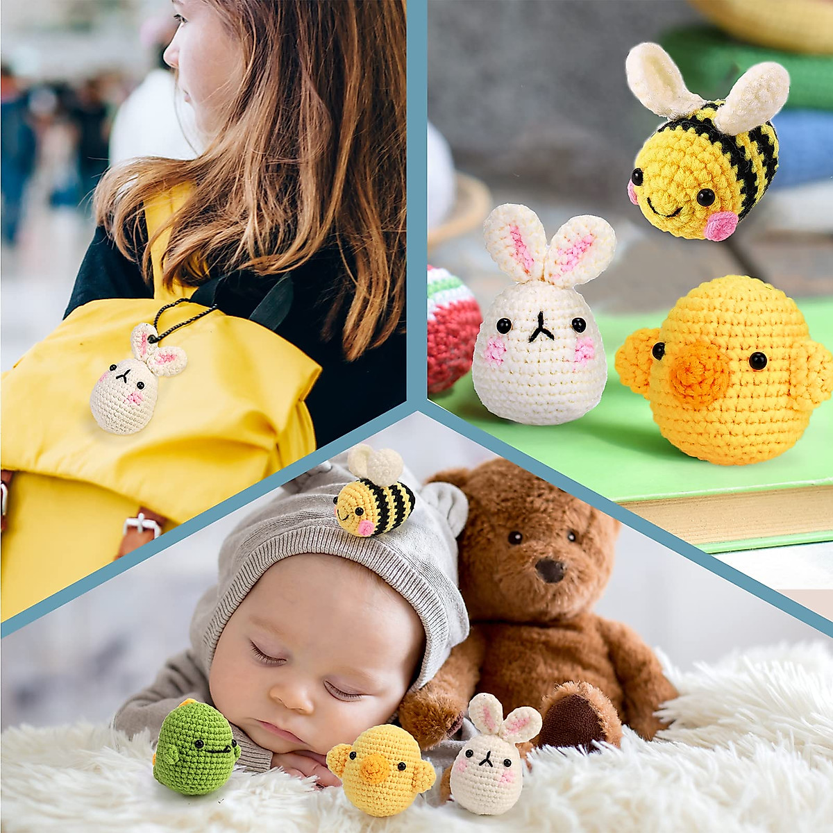 PP OPOUNT Beginner Crochet Kit, Crochet Starter Kit for Adults and Kids, Complete Crochet Set to Make 4 PCS Animals, Learn to Crochet with Step-by-Step Instruction and Video Tutorials