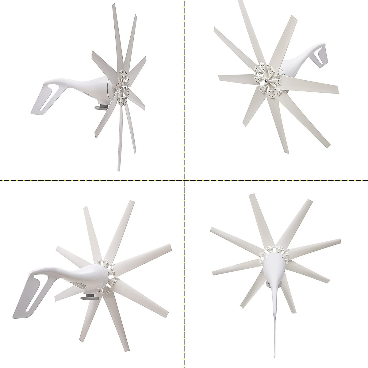 Wind System Windmill Turbine Generator Kit + Charge Controller (DC 12V - 600W - 8 Fan Blades)