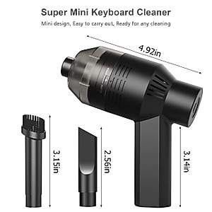 HONKYOB [Upgrade] Mini Vacuum Cordless Vacuum Keyboard Cleaner Mini Computer Vacuum Rechargeable Desk Vacuum for Cleaning Dust,Hair,Crumbs,Eraser Scrap,Cigarette Ash,Laptop,Pet House，Sewing Machine