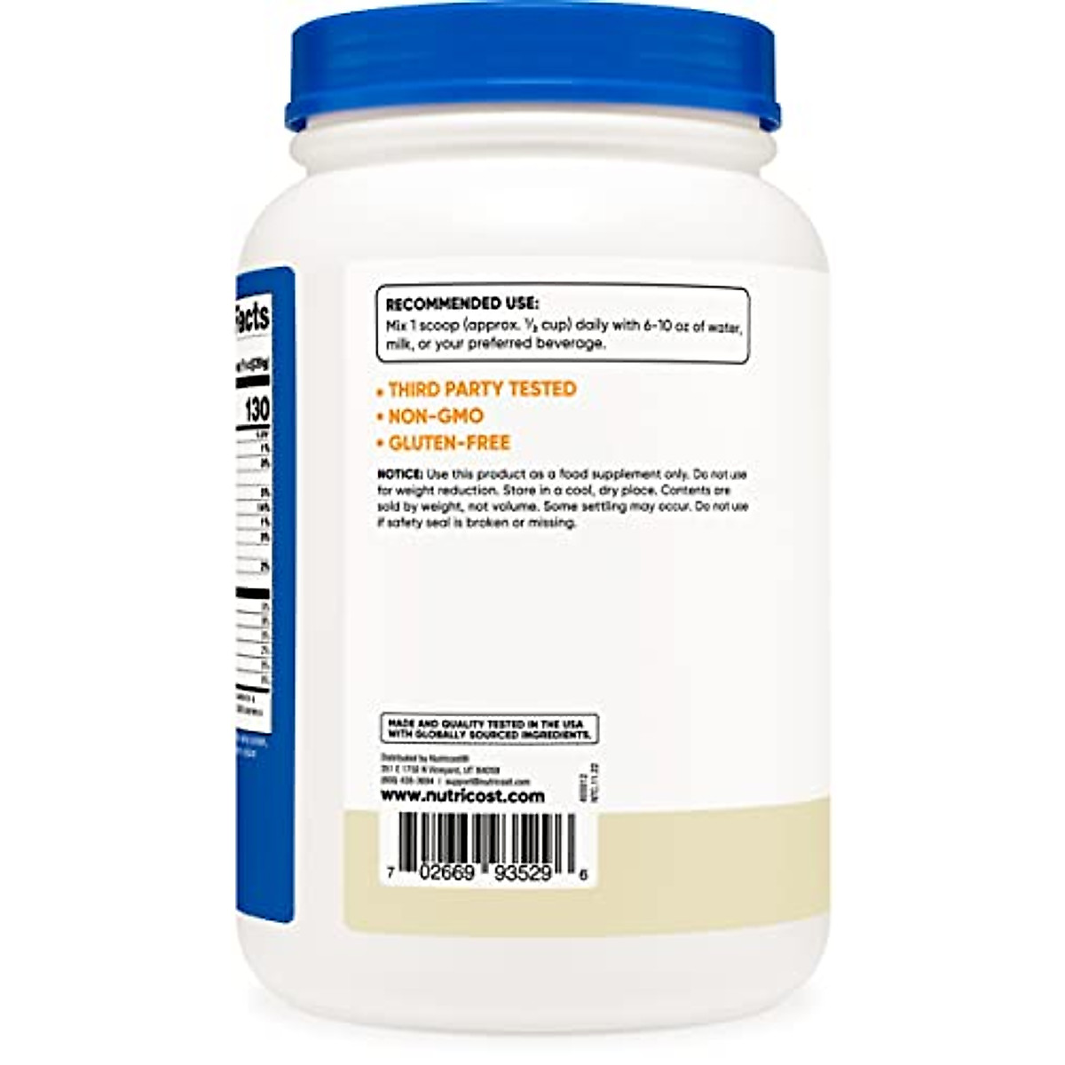 Nutricost Grass-Fed Whey Protein Isolate (Vanilla) 2LBS - Non-GMO, Gluten Free, Natural Flavors
