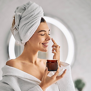 2oz Jars with Lids, Hoa Kinh 24 Pack Amber Glass Jars with Lids Empty Cosmetic Containers Round Airtight Glass Jar with Inner Liners and black Lids for Storing Lotions, Powders, and Ointments