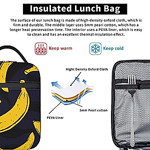 BQIUULO Pop Art Banana Lunch Bag for Men Women Tote Insulated Cooler Bags Reusable Lunch Box for College Work Office Picnic One Size