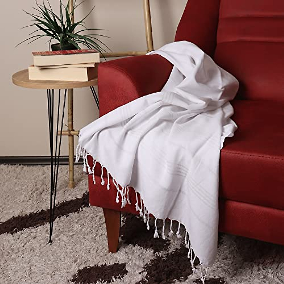 Puskul - Bulk Bachelorette Party Towels Pack of 10-100% Cotton Turkish Beach Towels for Bridesmaid Gift - Pre Washed, Soft, Lightweight, Oversized Peshtemal Wrap (White)