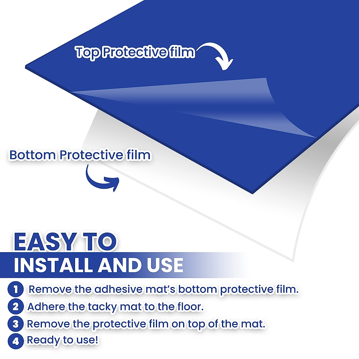 CALPALMY 150 Sheets 24" x 36" Adhesive Mats - Sticky Mat for Laboratories, Homes, Construction Sites, and More - Remove Dust and Dirt from Shoes and Equipment Wheels -Blue