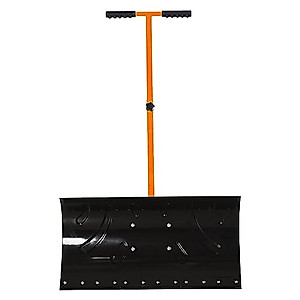 THUNDERBAY Snow Shovel with Wheels, Snow Pusher, Cushioned Adjustable Angle Handle Snow Removal Tool, 29" Blade, 10" Wheels