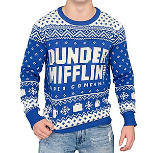 Ripple Junction The Office Dunder Mifflin Blue Ugly Christmas Sweater (XX-Large)