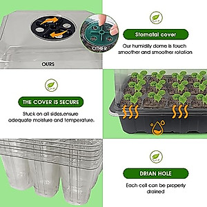 Lawntial 6-Pack Seed Starter Tray with Adjustable Humidity Dome and Base Plant Seed Starter Kit, Indoor Greenhouse, Mini Greenhouse, Seedling Starter Trays for Seeds Growing Starting